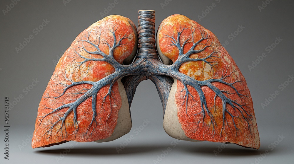 Stock-Illustration „3D Human Lungs with Pleura: A detailed model ...