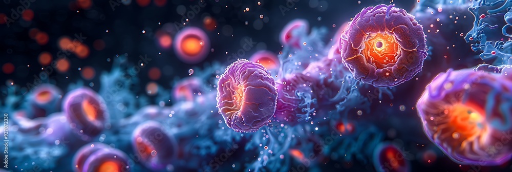 Zoomedin view of the Golgi apparatus in an animal cell showing the ...