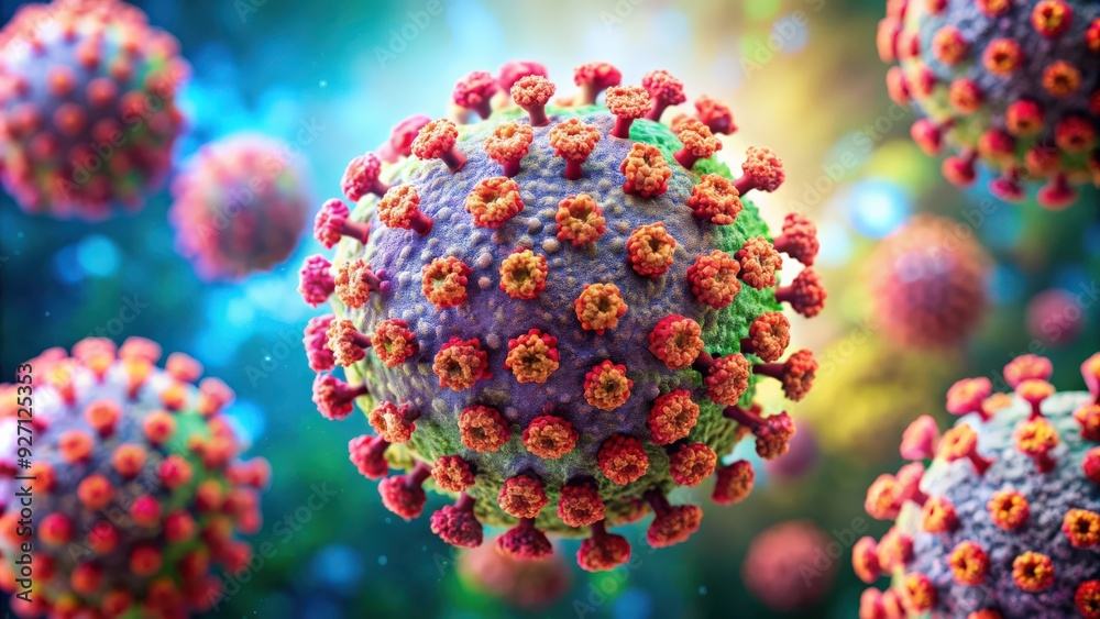 Close up of human papillomavirus HPV virus under a microscope, HPV, DNA ...