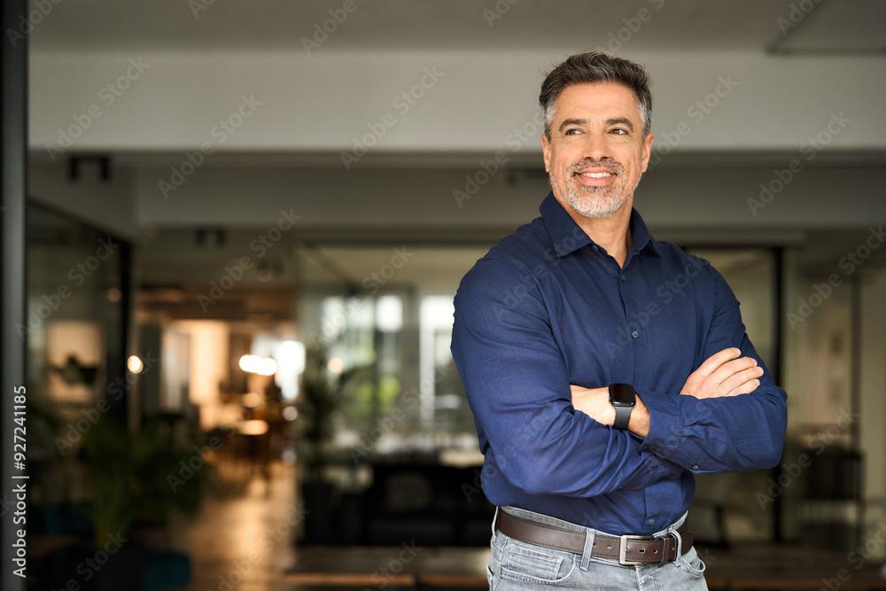 Happy mature 50 years old professional banker business owner man ...