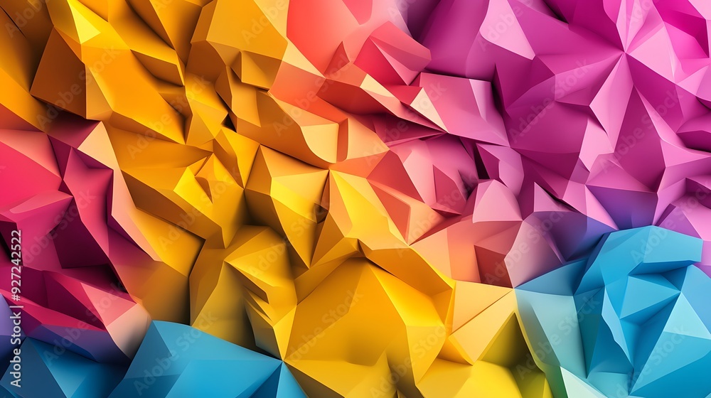 74. "A vibrant 3D background with dynamic, swirling polygons and a ...