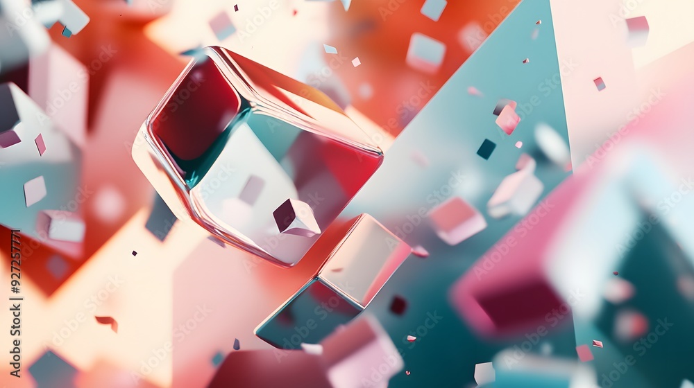 34. "A visually intriguing 3D geometric background with floating ...