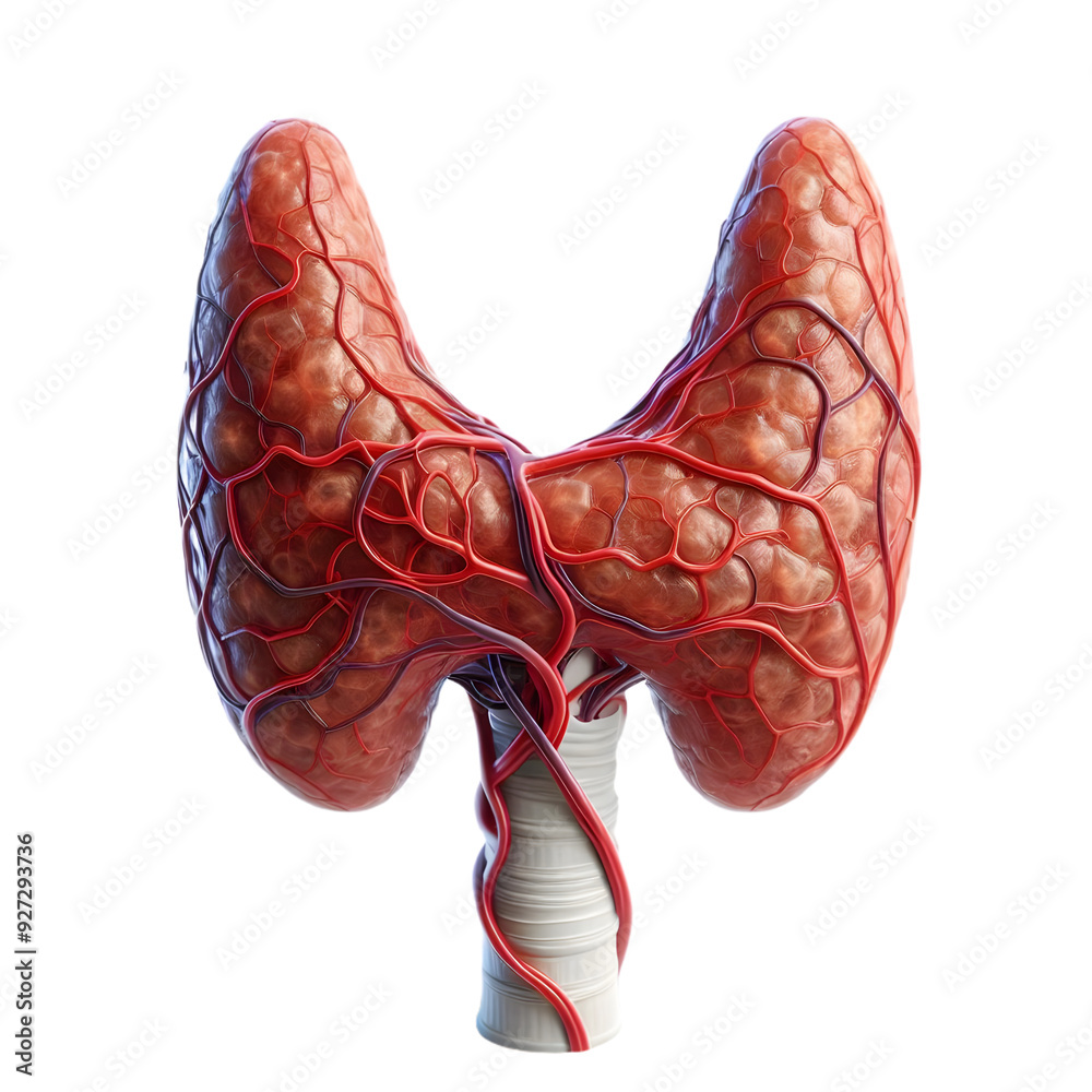 High-Resolution 3D Model of the Human Thyroid Gland in Transparent PNG ...
