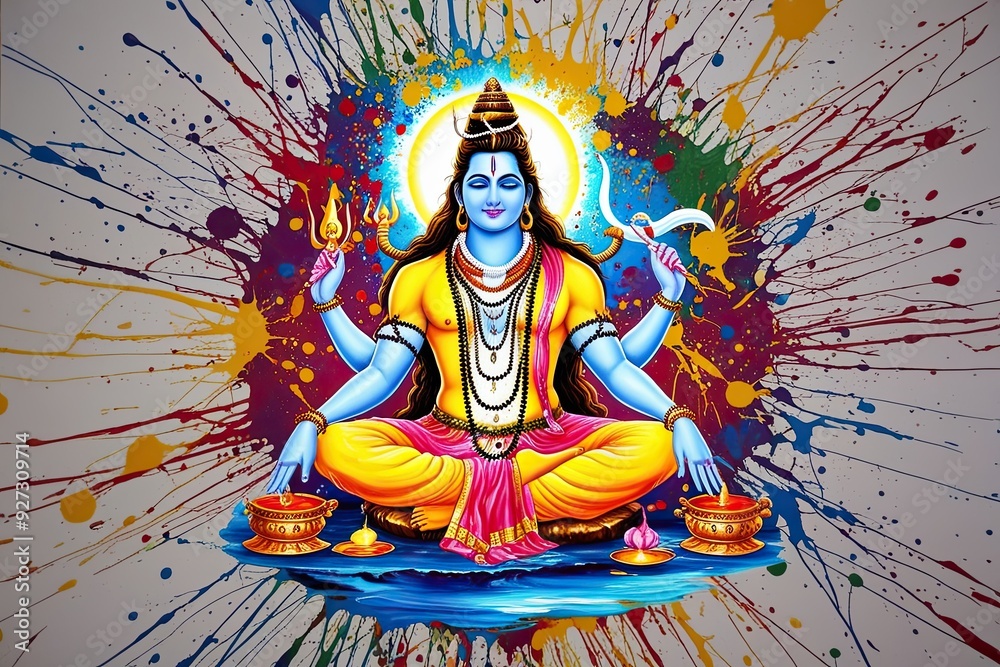 Vibrant Paint Splatter Art Reflecting Shiva and the Essence of Maha ...