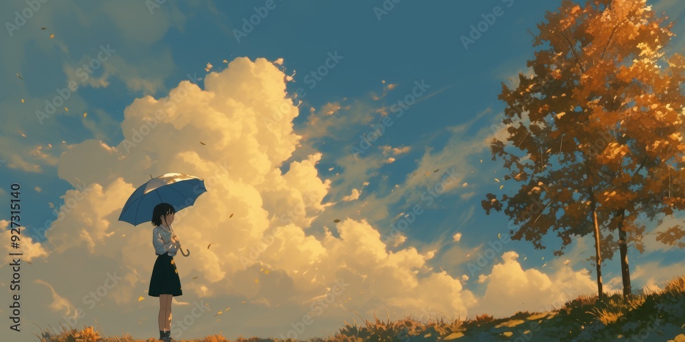 Enchanting Anime Autumn Rain: Ethereal 2025 Equinox Scene with Dreamy ...