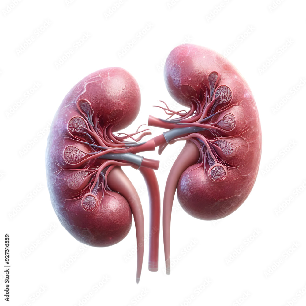 High-Resolution 3D Model of Human Kidneys in Transparent PNG Format for ...