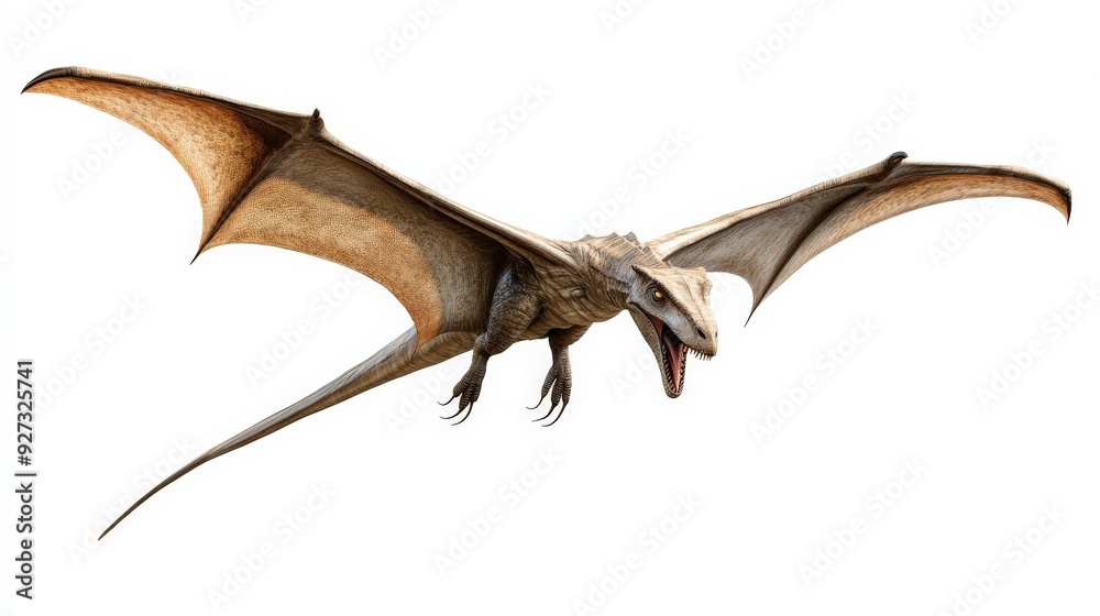 Flying dinosaur with wings outstretched, illustrating prehistoric life ...