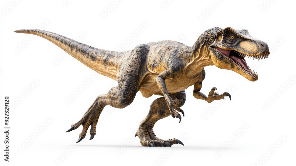 Image of a ferocious T-Rex dinosaur in a dynamic pose with an open ...