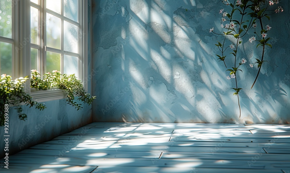 A window light shadow overlay effect on a wall, with a transparent ...