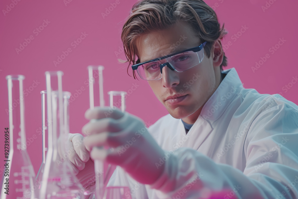 Professional man conducting scientific experiments with accuracy ...