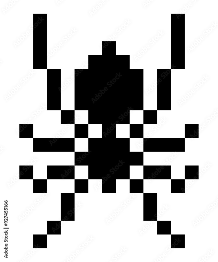 pixel art spider game 8 bit cartoon animal icon logo. black spider ...