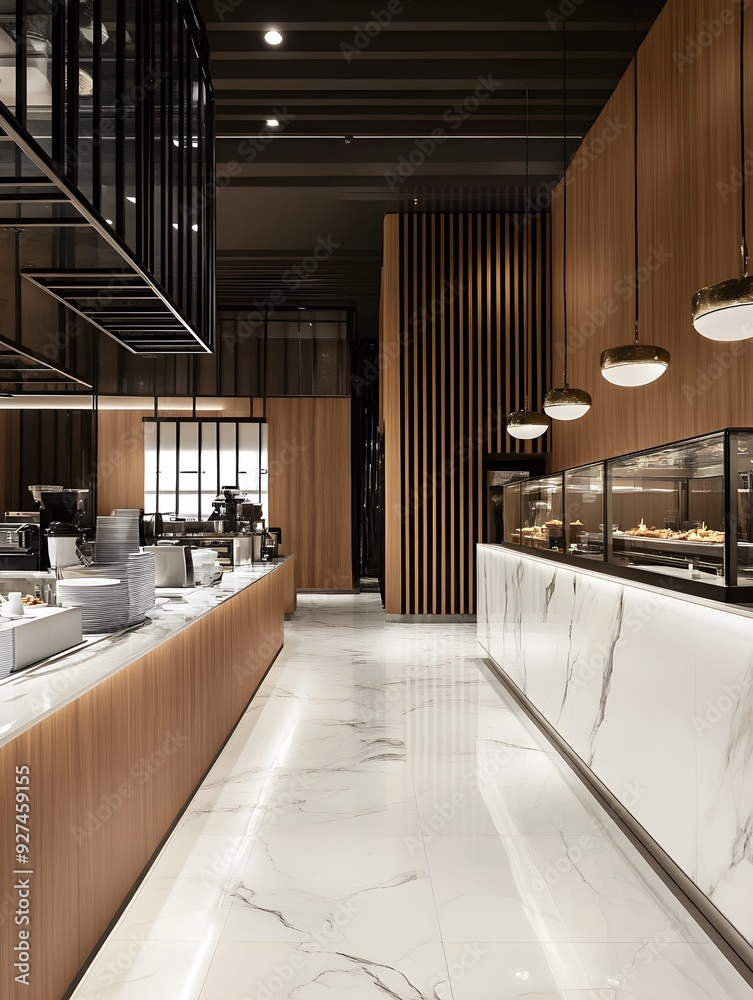 Interior, modern and minimalist food court interior design, white ...