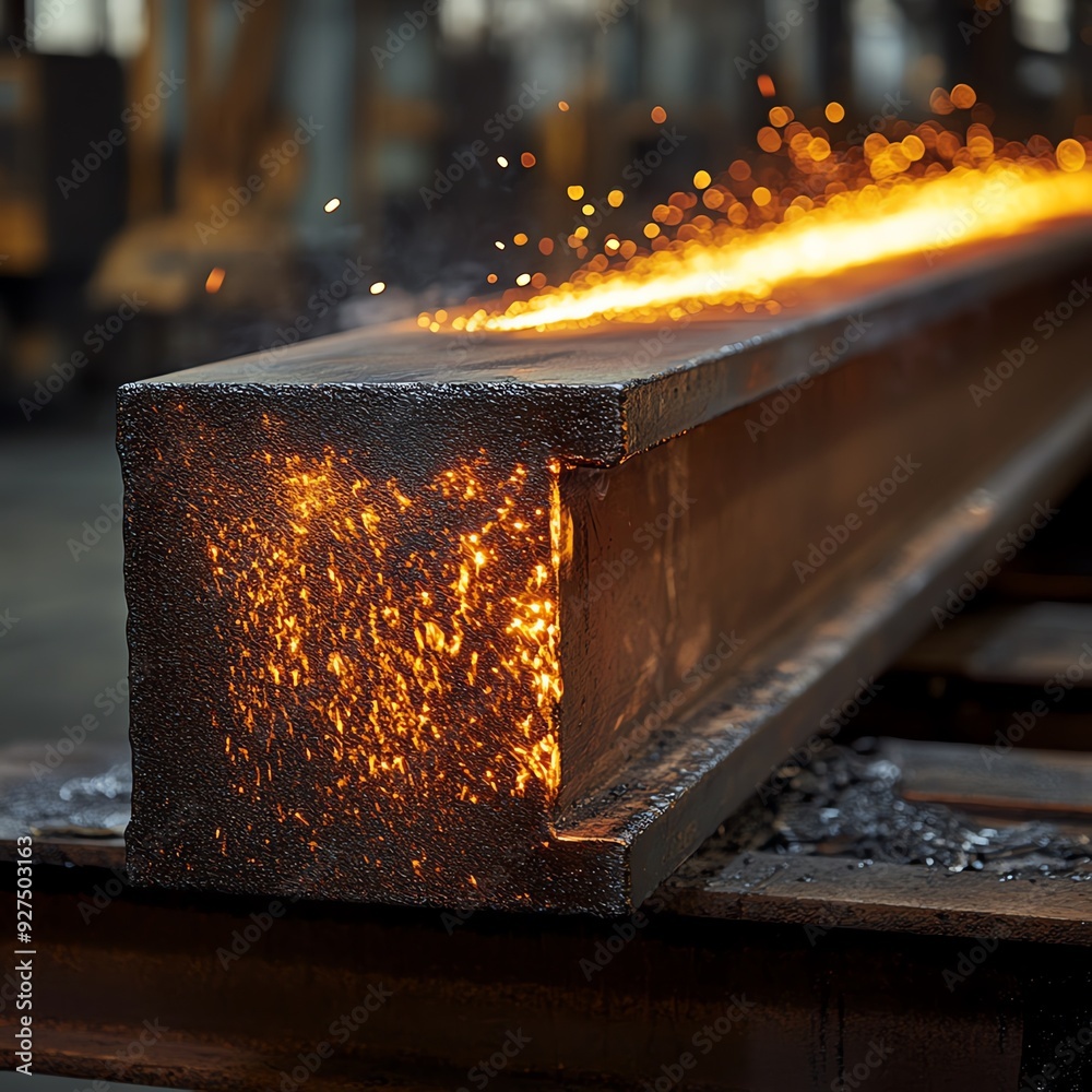 A raw steel beam freshly welded, illustrating current techniques in ...