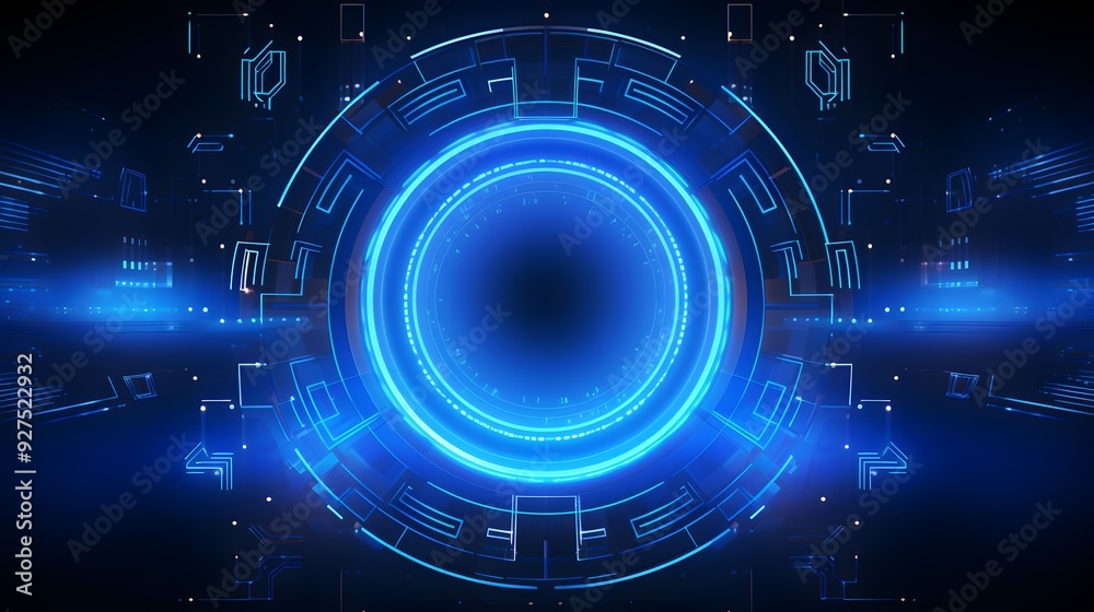 Blue Abstract Technology Background Circles Digital Hi Tech Technology