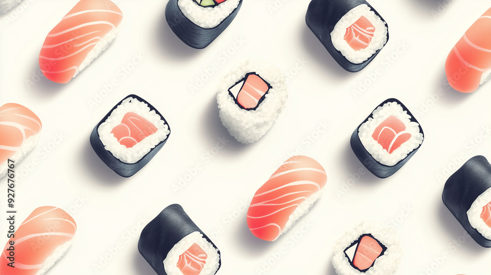 Sushi Pattern Illustration - A Feast of Japanese Delights, Generative ...