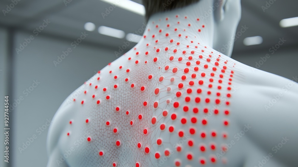 Monkeypox, Close-up of a medical illustration showing a characteristic ...