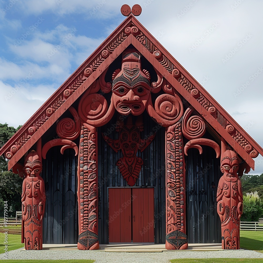 Maori Wharenui New Zealand Meeting Houses Stock Illustration | Adobe Stock