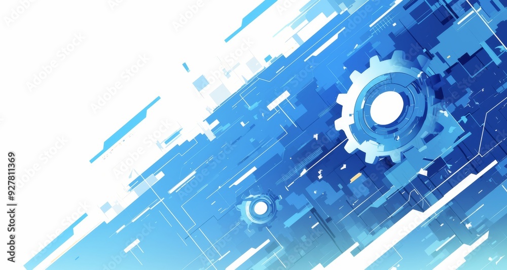 Technology-Themed Vector Banner with White and Blue Colors Featuring ...