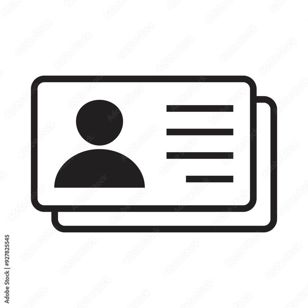ID Card icon. Employee clerk card, driver license, Identification card ...
