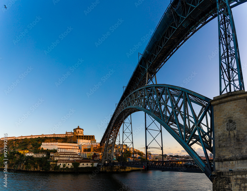 View of Luis I Bridge in Porto, a coastal city in northwest Portugal ...
