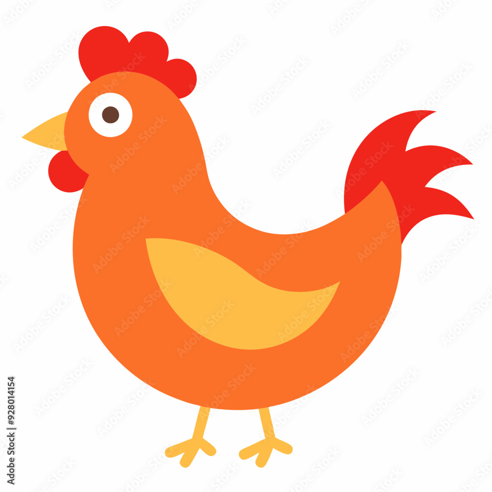 hen and chicken isolated on white, chicken vector illustration, pet ...
