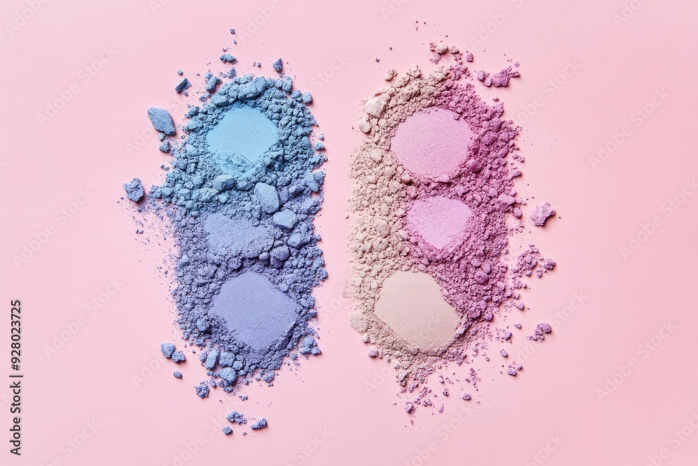 Three swatch smears of light and dark color cosmetic loose powder for ...