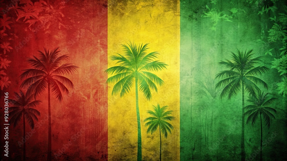 Green, yellow, and red reggae background with a vibrant and tropical ...