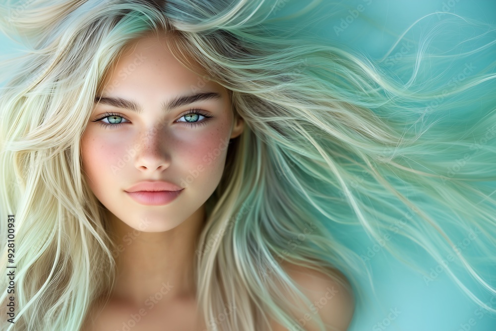 woman blue eyes long blonde hair posing glowing face beer girl portrait unique beauty goddess ...