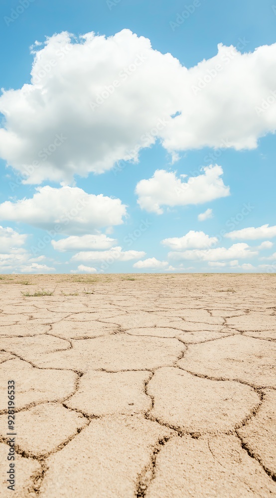 arid cracked desert ground; parched Earth under a party cloudy sky ...