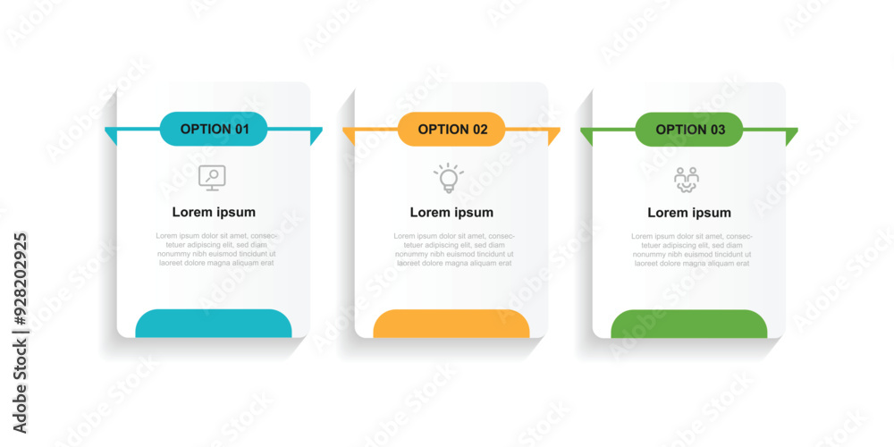Vector de Stock Design template infographic vector element with 3 step process or option ...