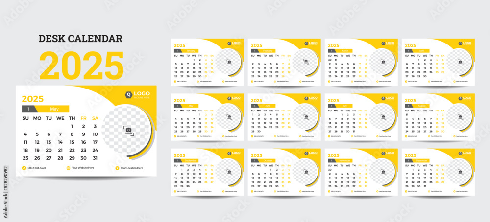 Modern Desk Calendar 2024, Office Calendar 20250, Week Starts on Sunday ...