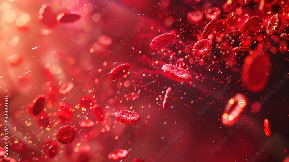 Blood cell red 3d background vein flow platelet wave cancer medicine ...