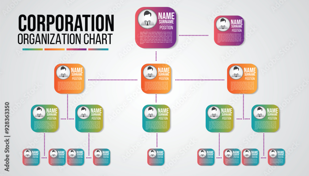 This is an organization chart template designed for businesses. It ...