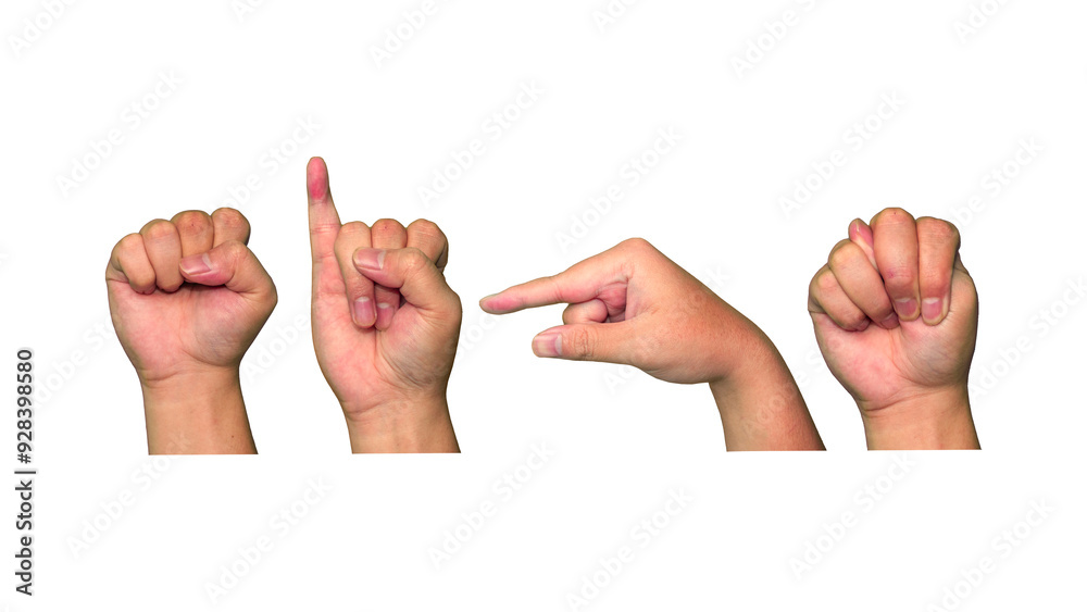 hand showing sign, American Sign Language, term of SIGN on sign ...