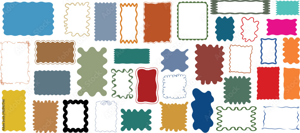 Squiggle frame vector, colorful wavy, zigzag borders, playful design ...