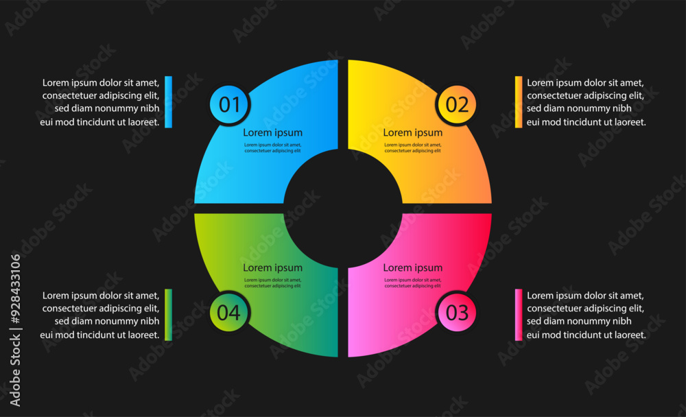 Infographic Circle Design with Four Sections. Cycle Diagram with 4 ...