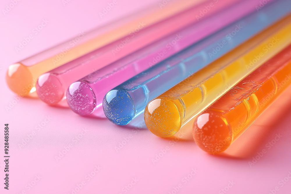 A pH scale with colored indicators, isolated on a pastel pink ...