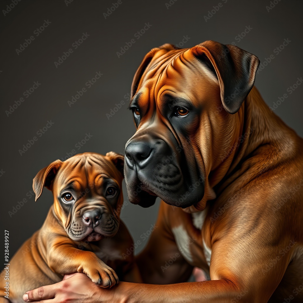 Naked man and italian mastiff cane corso puppies Ultra realistic ...