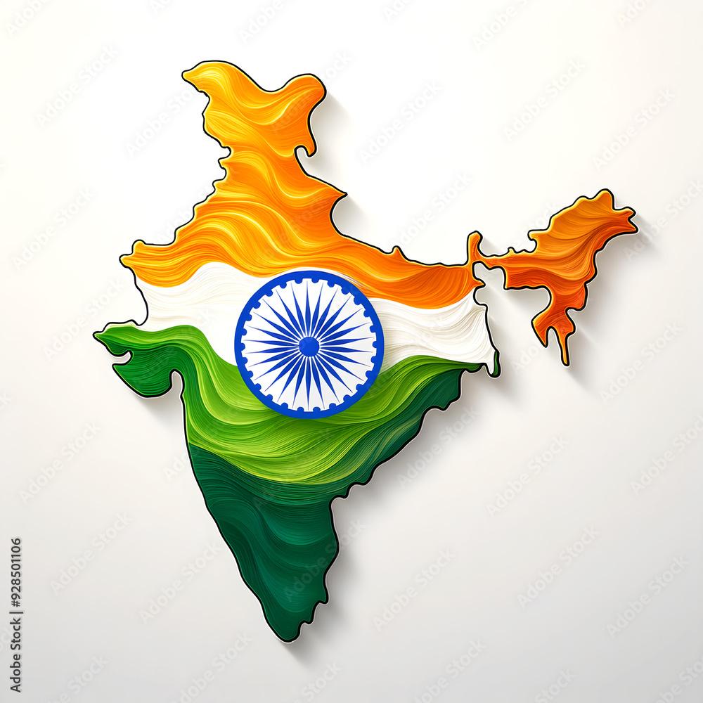 India Map Art Infused with the Tricolor Stock Illustration | Adobe Stock