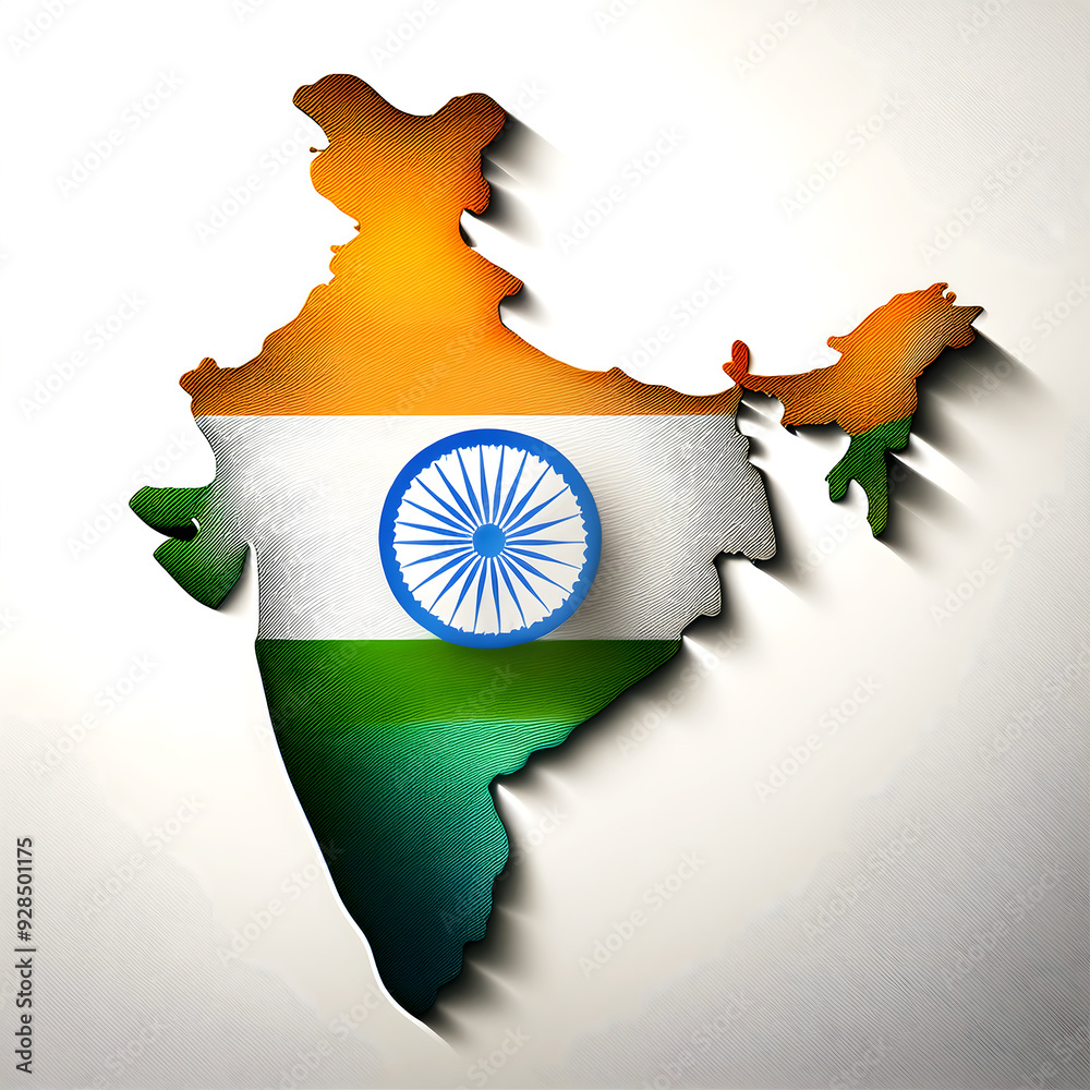 India Map Art Infused with the Tricolor Stock Illustration | Adobe Stock