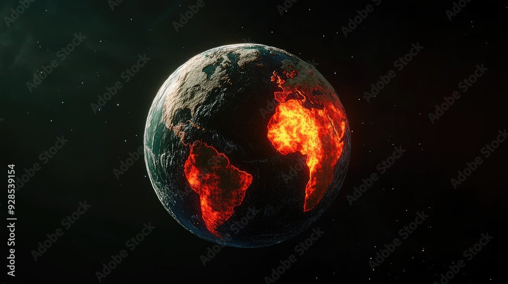 An Earth image with bright red hotspots marking areas of significant ...