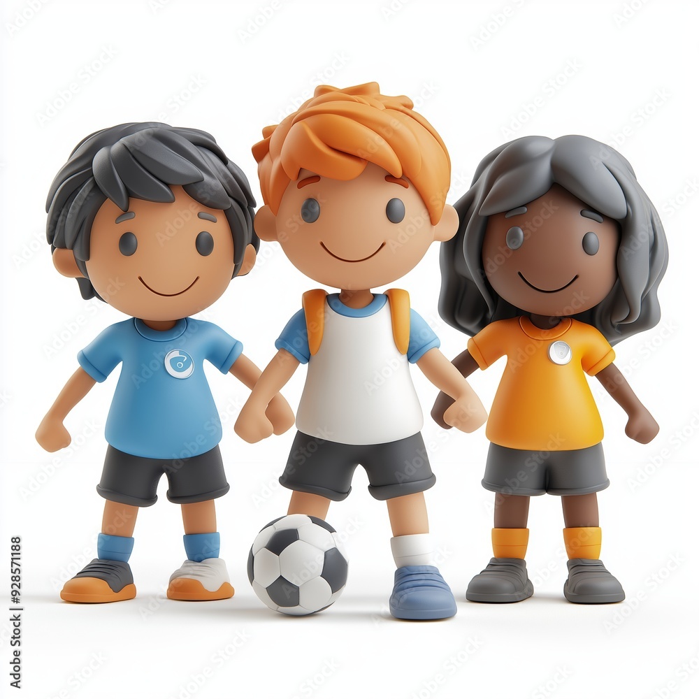 Students practicing soccer during recess, Cartoon Clay Illustration ...