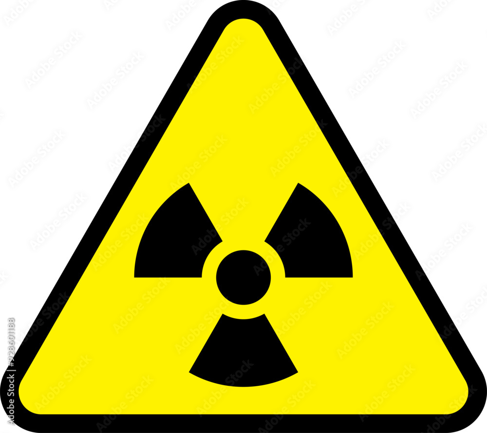 Yellow triangle warning biohazard, radioactive, nuclear and toxic sign ...