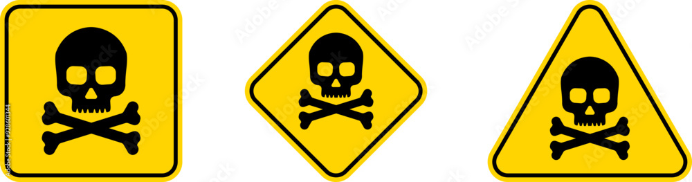 Yellow triangle warning biohazard, radioactive, nuclear and toxic sign ...