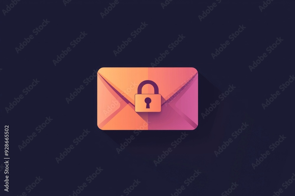 An encrypted email icon in a modern, flat design, showing an envelope ...