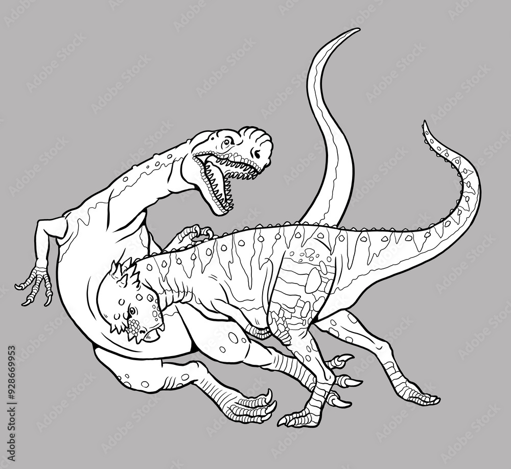 Pachycephalosaurus attacks the Monolophosaurus. Dinosaurs battle to ...