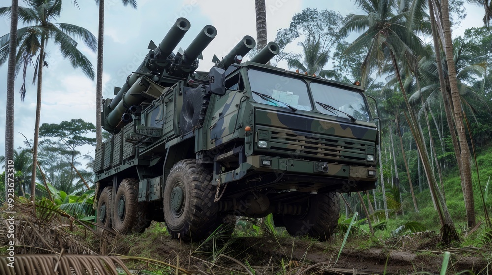 Low-angle photo of green RM-70 Vampire Multiple Launch Rocket System ...