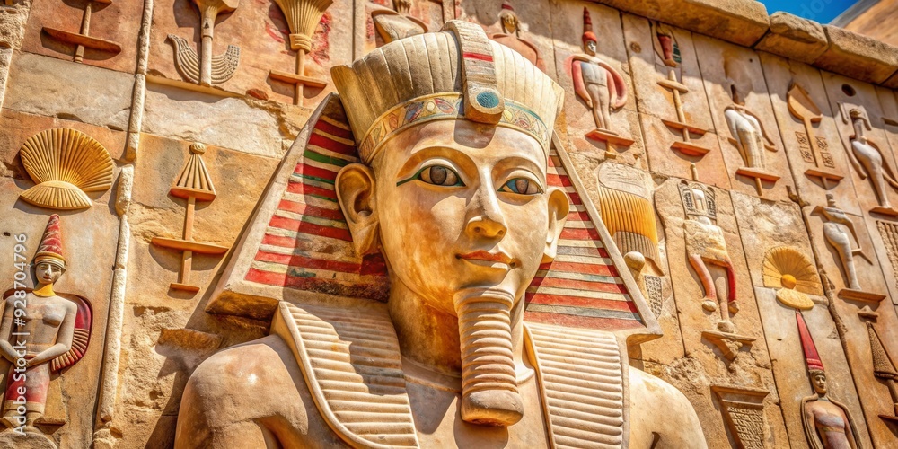 Pharaoh's Gaze A Close-Up of an Ancient Egyptian Relief, Sandstone ...