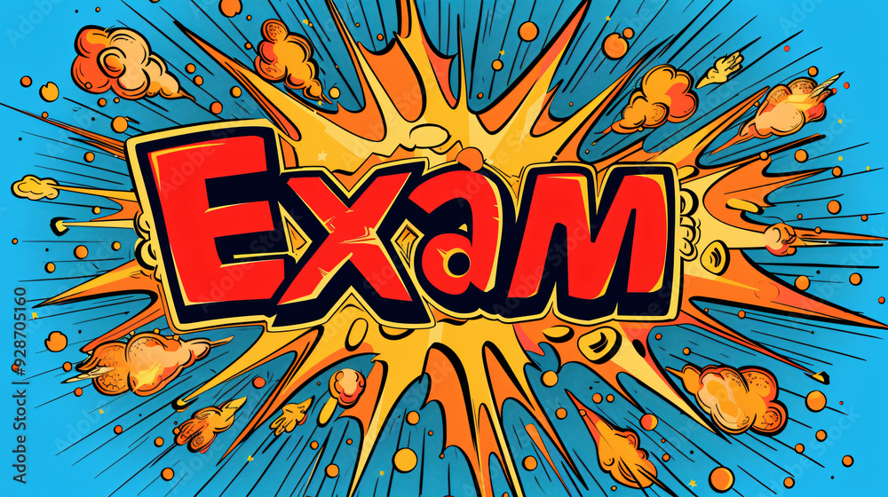 Stock-Illustration „Comic book explosion with exam word design for ...