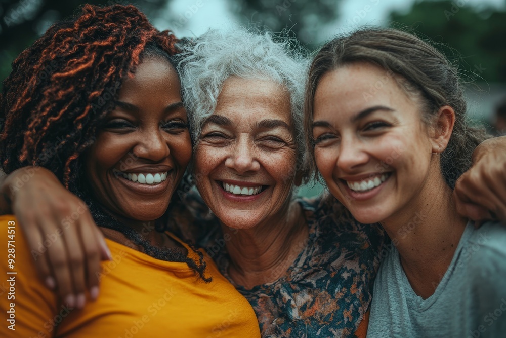 Multi generational women having fun together at park - Multiracial ...